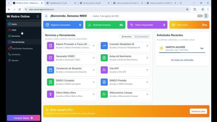 Generador SISEC - Reportes Semanales IMSS - Servicios | Mi Retiro Online